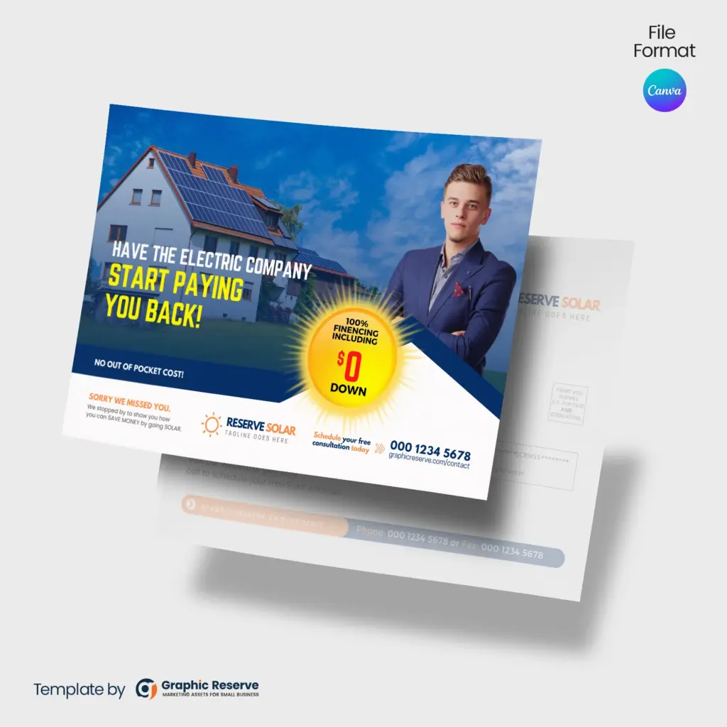 Solar Postcard & Direct mail EDDM template (Canva File)