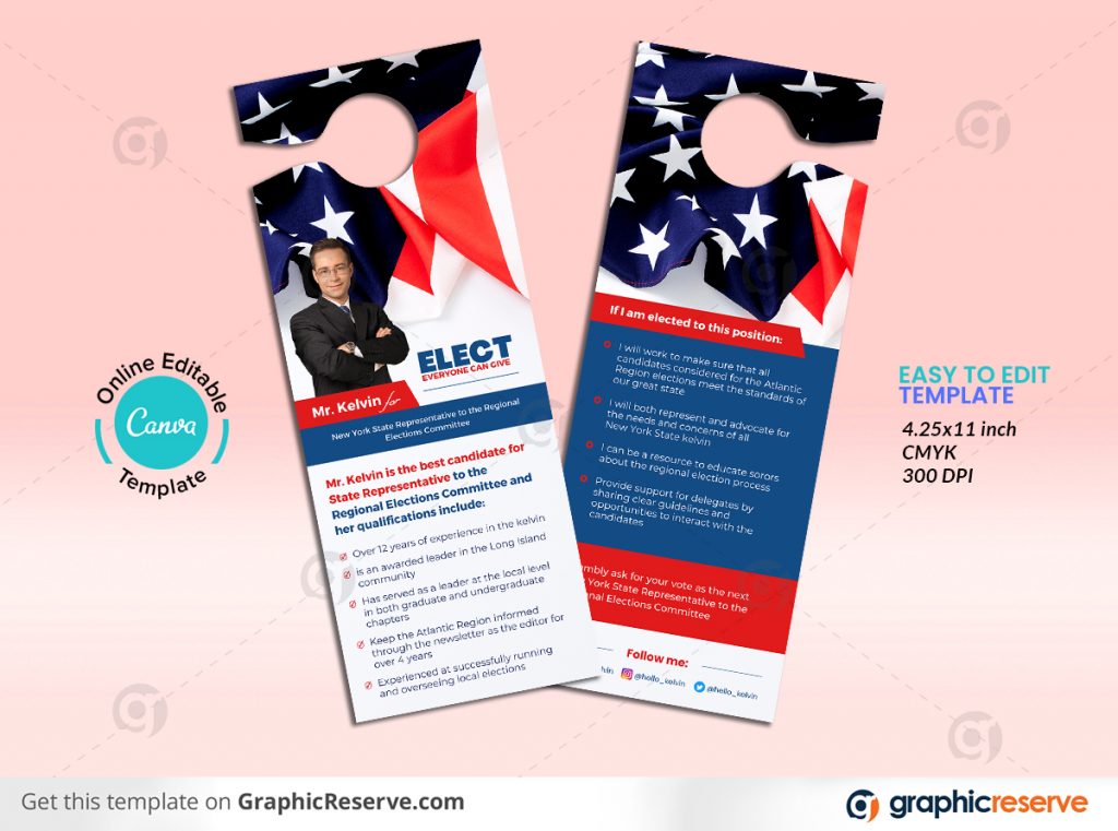 Political Election Voting Door Hanger Design Template