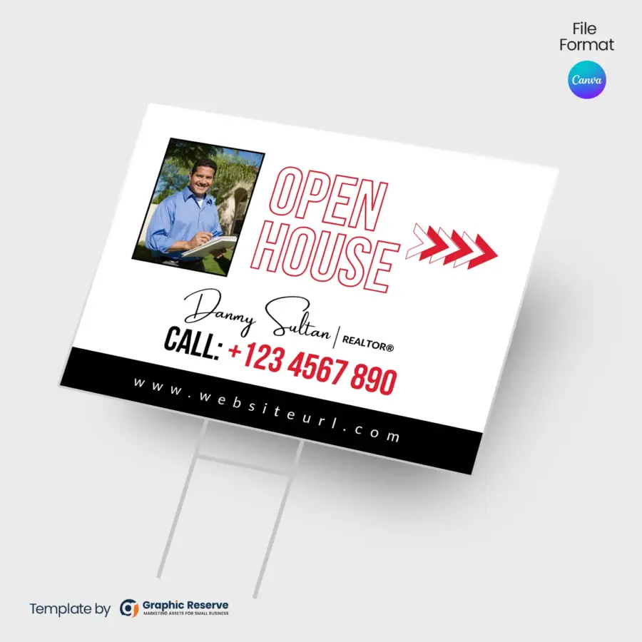 Bold Open House Yard Sign – Standout Canva Template for Real Estate