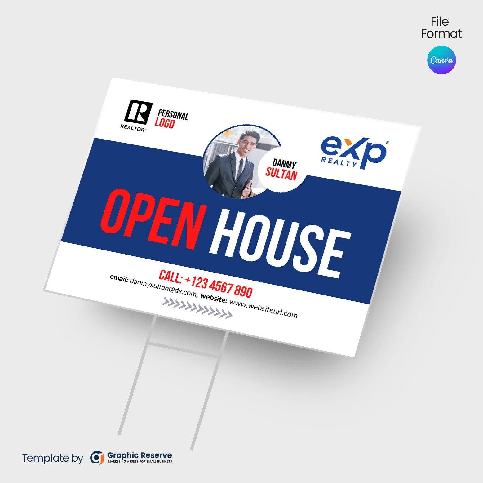 Luxury Open House Yard Sign – High-End Canva Template for Listings