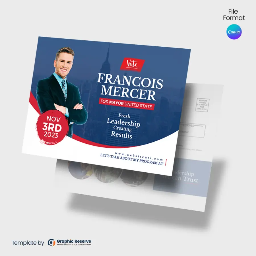 Political Direct Mail Postcard Design Canva Template