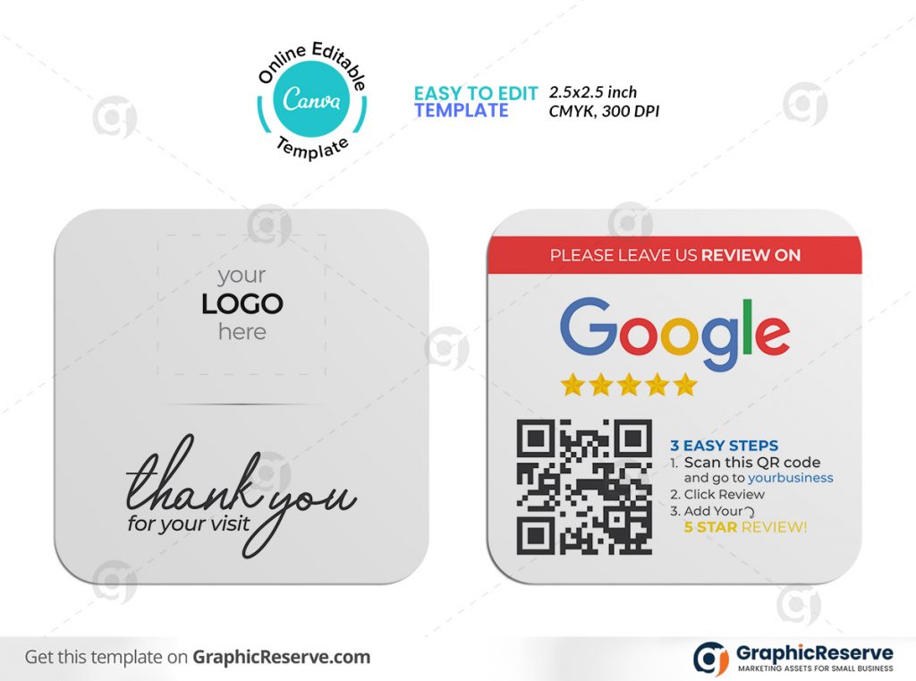 Google Review with Easy QR Code scanner Square Business Review Card ...