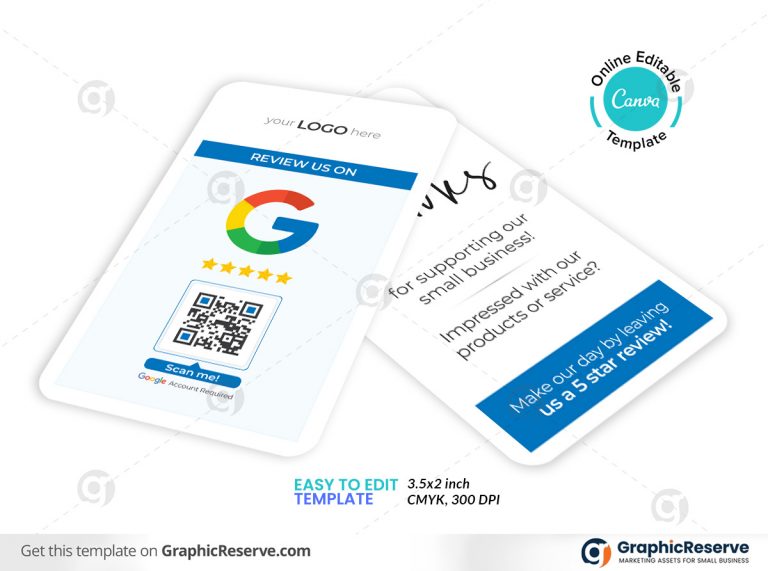Google Review Request Business Card With Thank You Greetings & QR