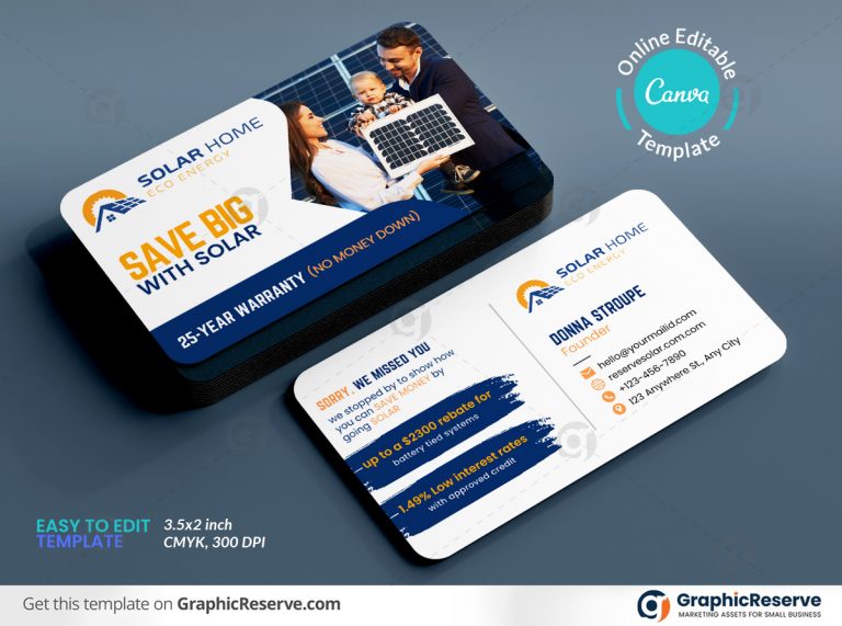 Solar Panel Company Business Card Canva Template