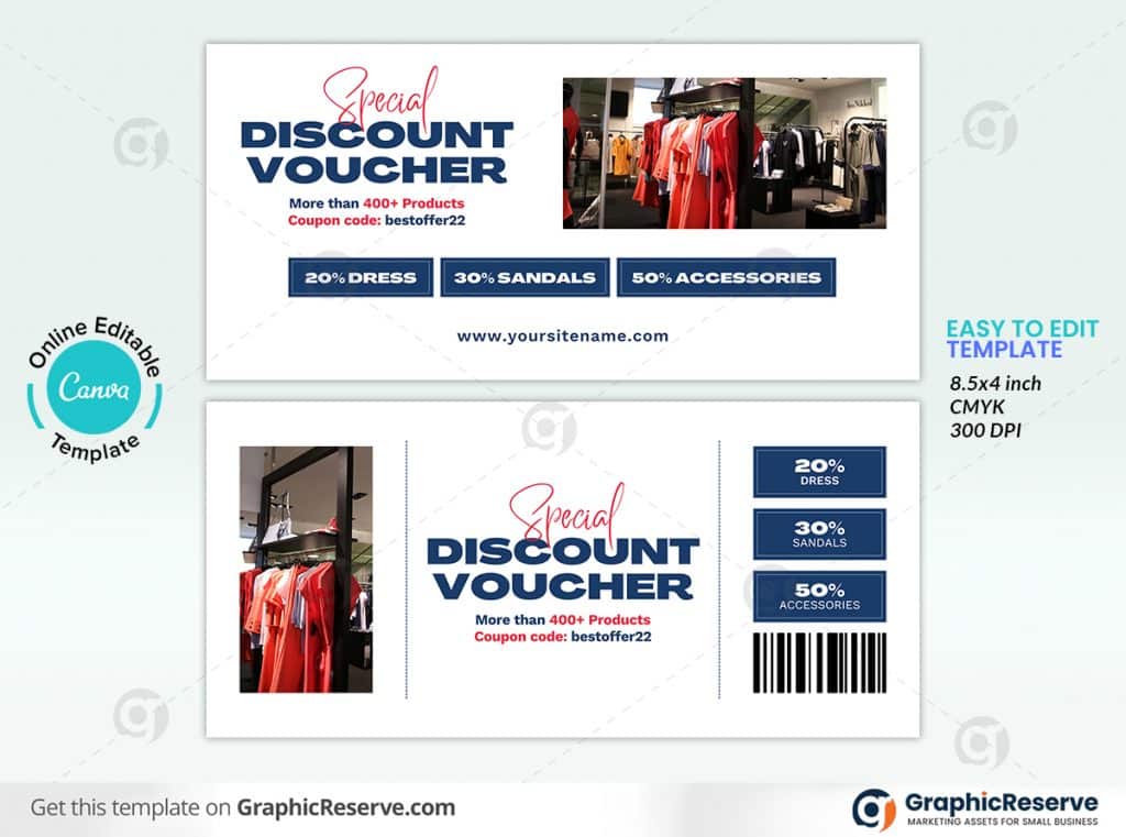 Cloth Store Discount Voucher Canva Template