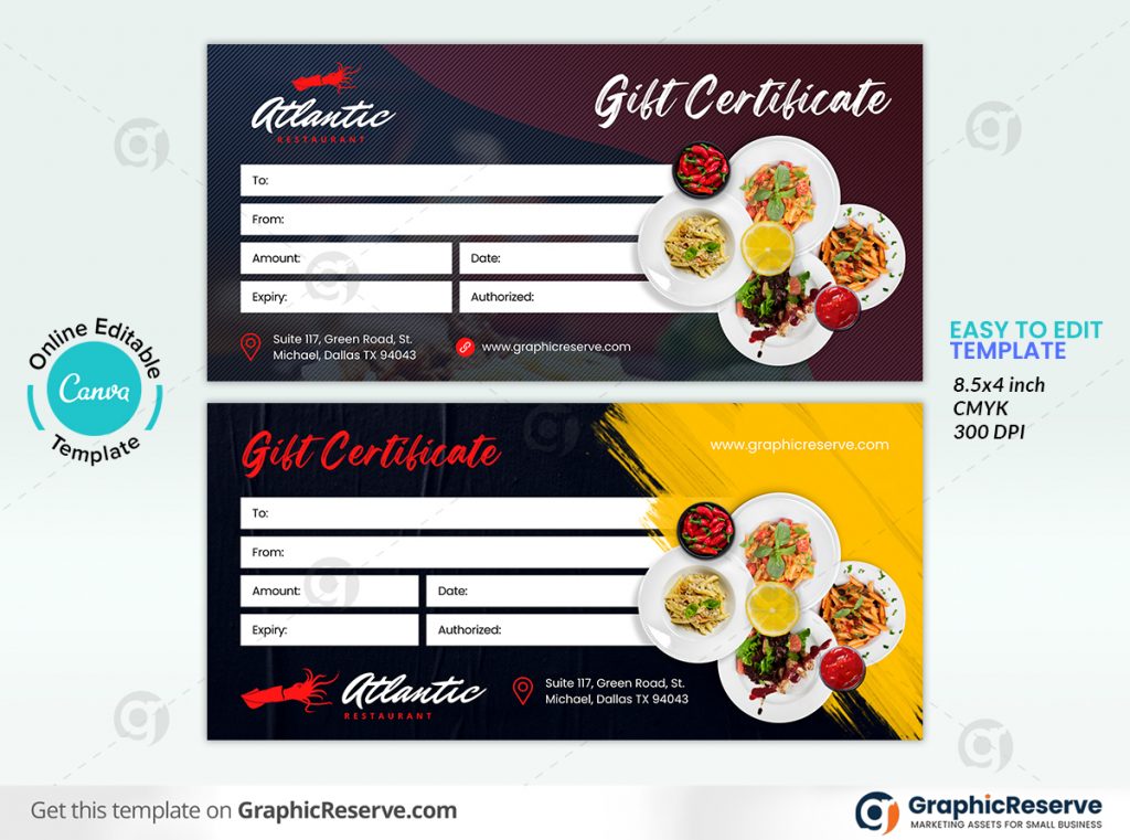 Restaurant Gift Certificate Design Template