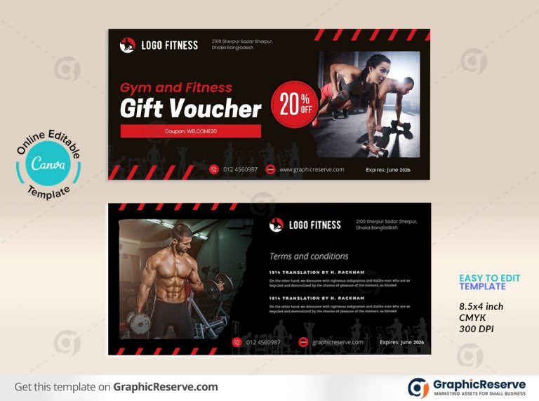 Premium Fitness Gift Voucher Design Template