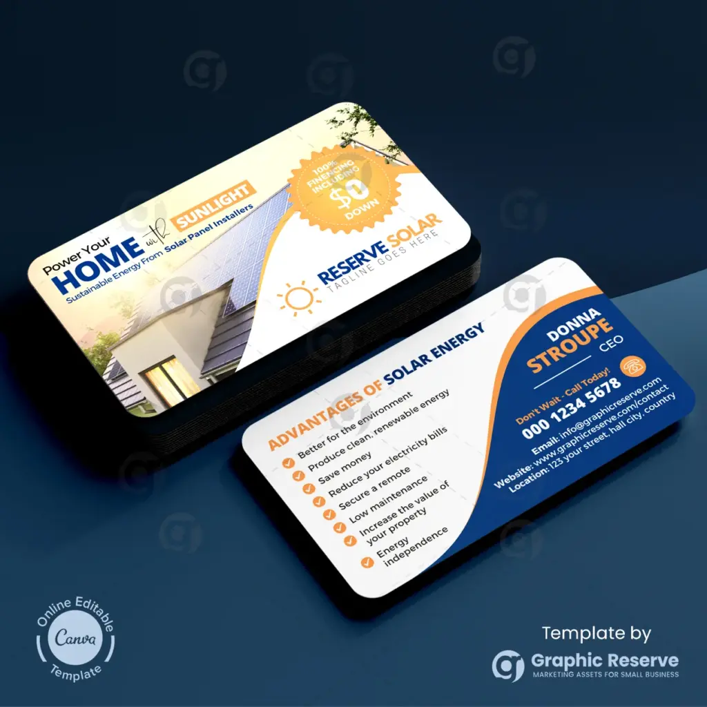 Solar Business Card Customizable Canva Templates
