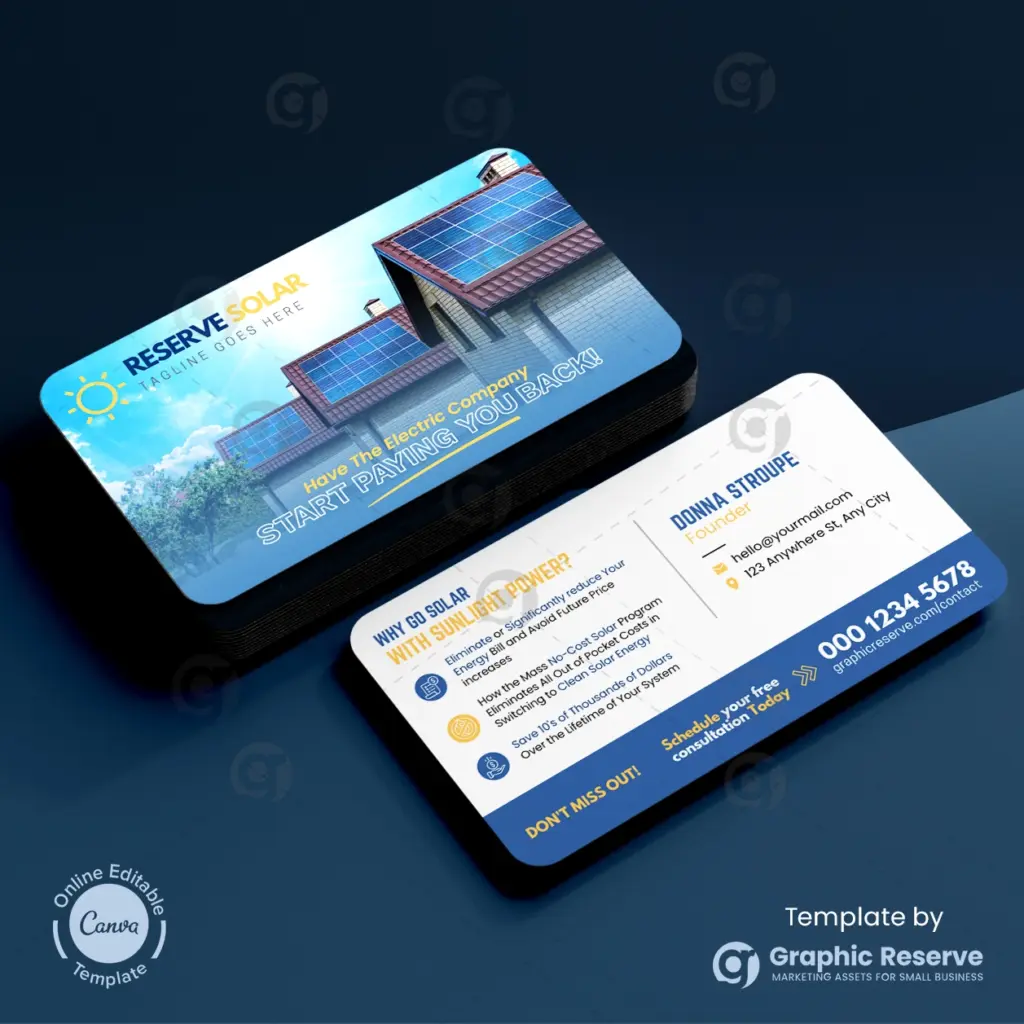 Solar Energy Business Card Editable Canva Design