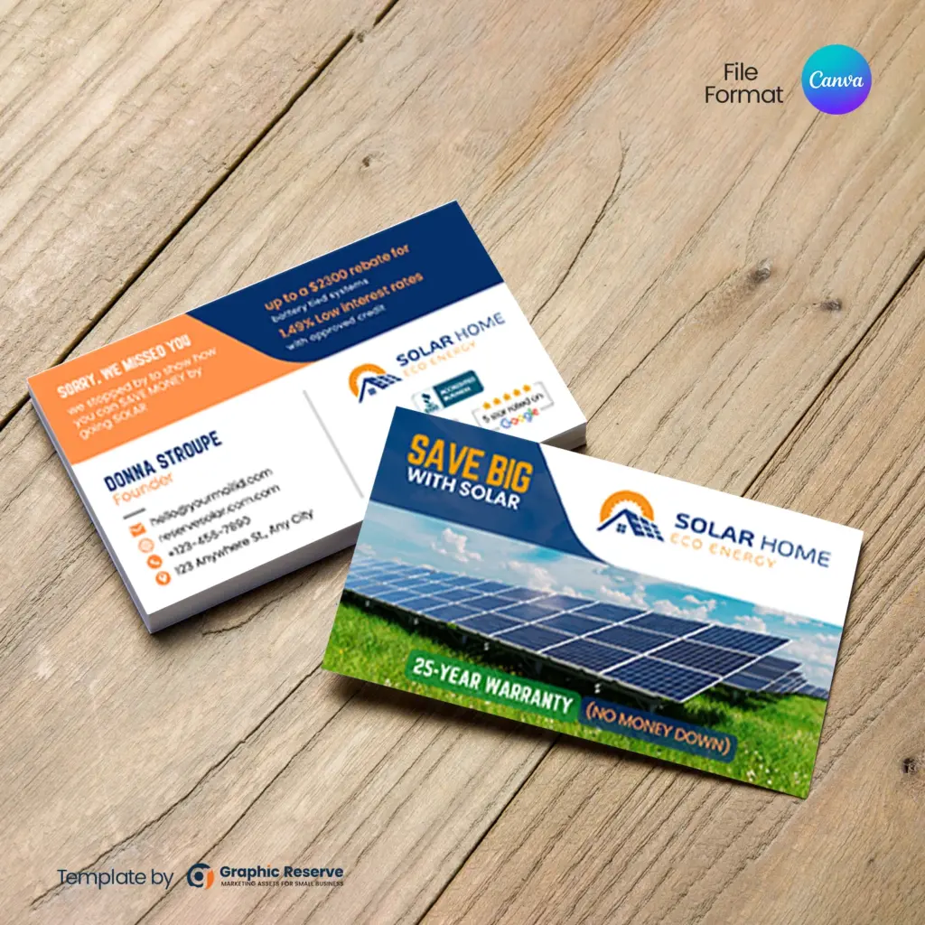 Solar Energy Business Card Template Perfect for Solar & Renewable Companies