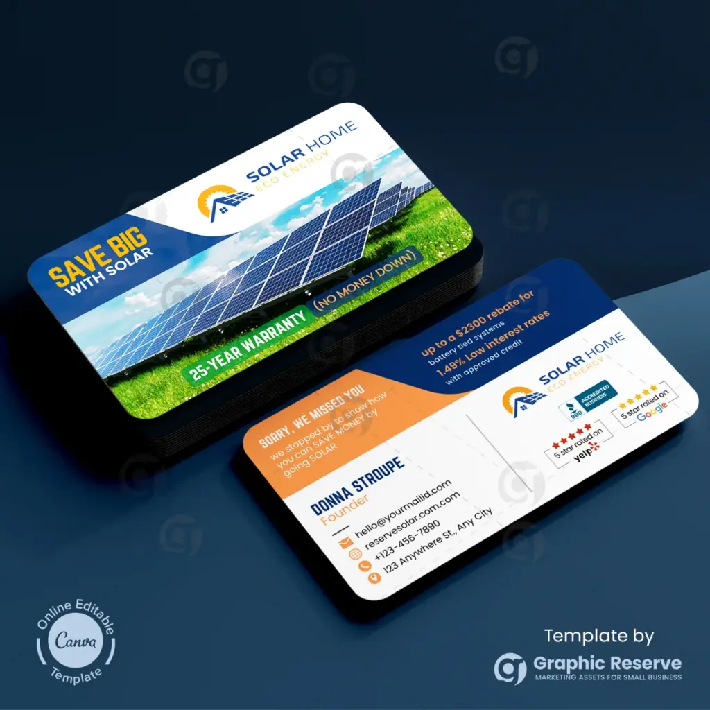 Solar Energy Business Card Template Perfect for Solar & Renewable Companies