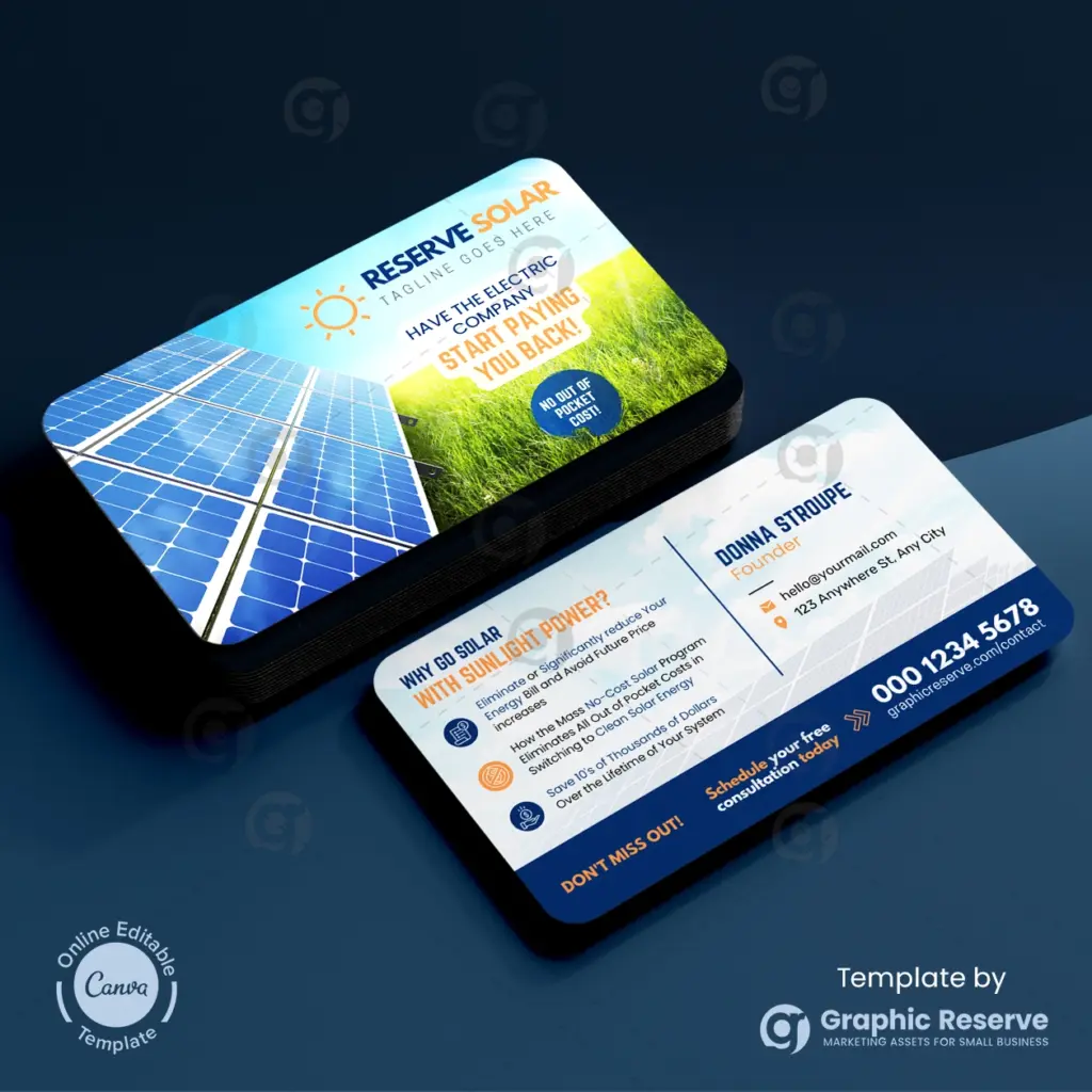 Solar Power Business Cards Canva Templates