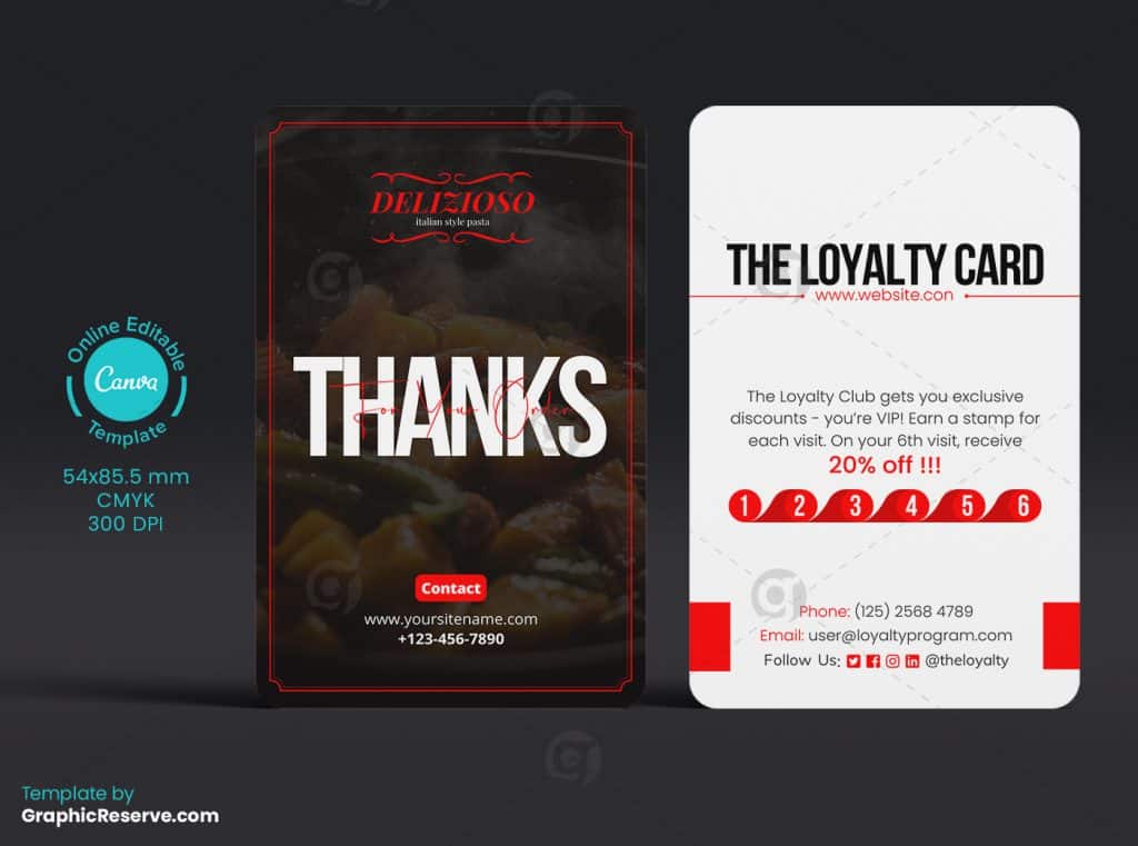 Restaurant Bar Loyalty Card Canva Template