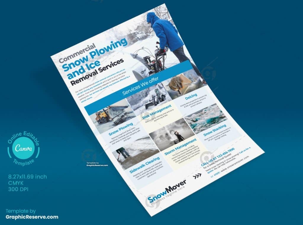 Snow Plowing & Ice Removal Flyer | Canva Template