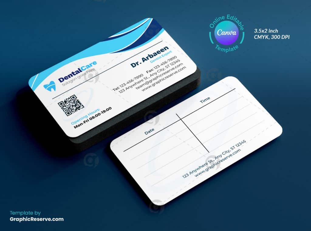Dental Schedule Business Card Canva template