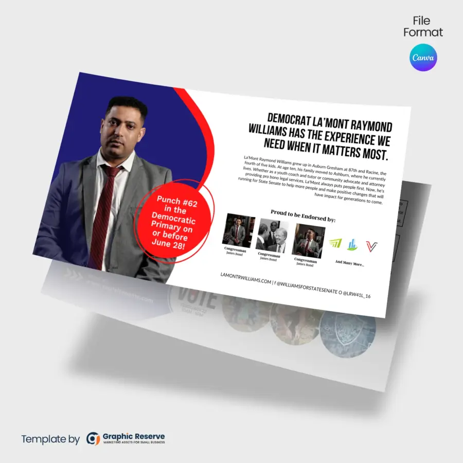Political Candidate EDDM Mailer Design Canva Template