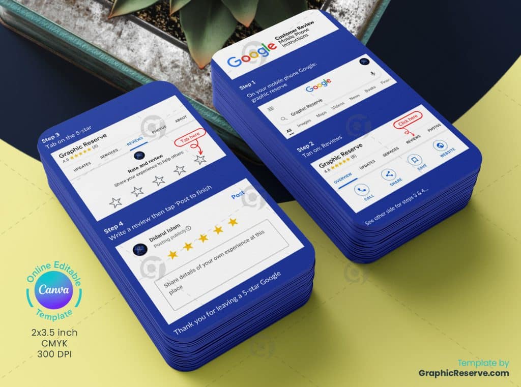 Google 5-star Rating Customer Review Card Canva Template