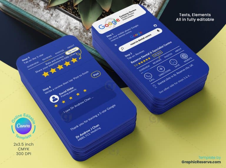 Google 5-star Rating Review Card (Canva Template)