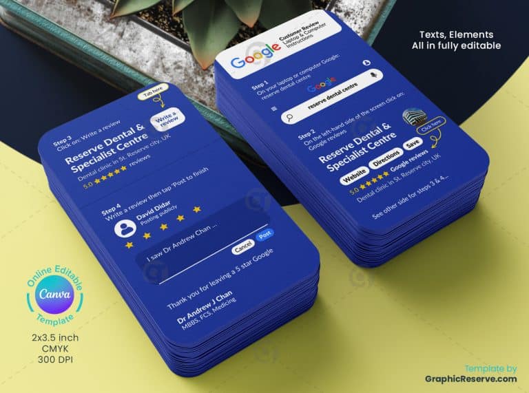 Google Business Rating Review Card Canva template