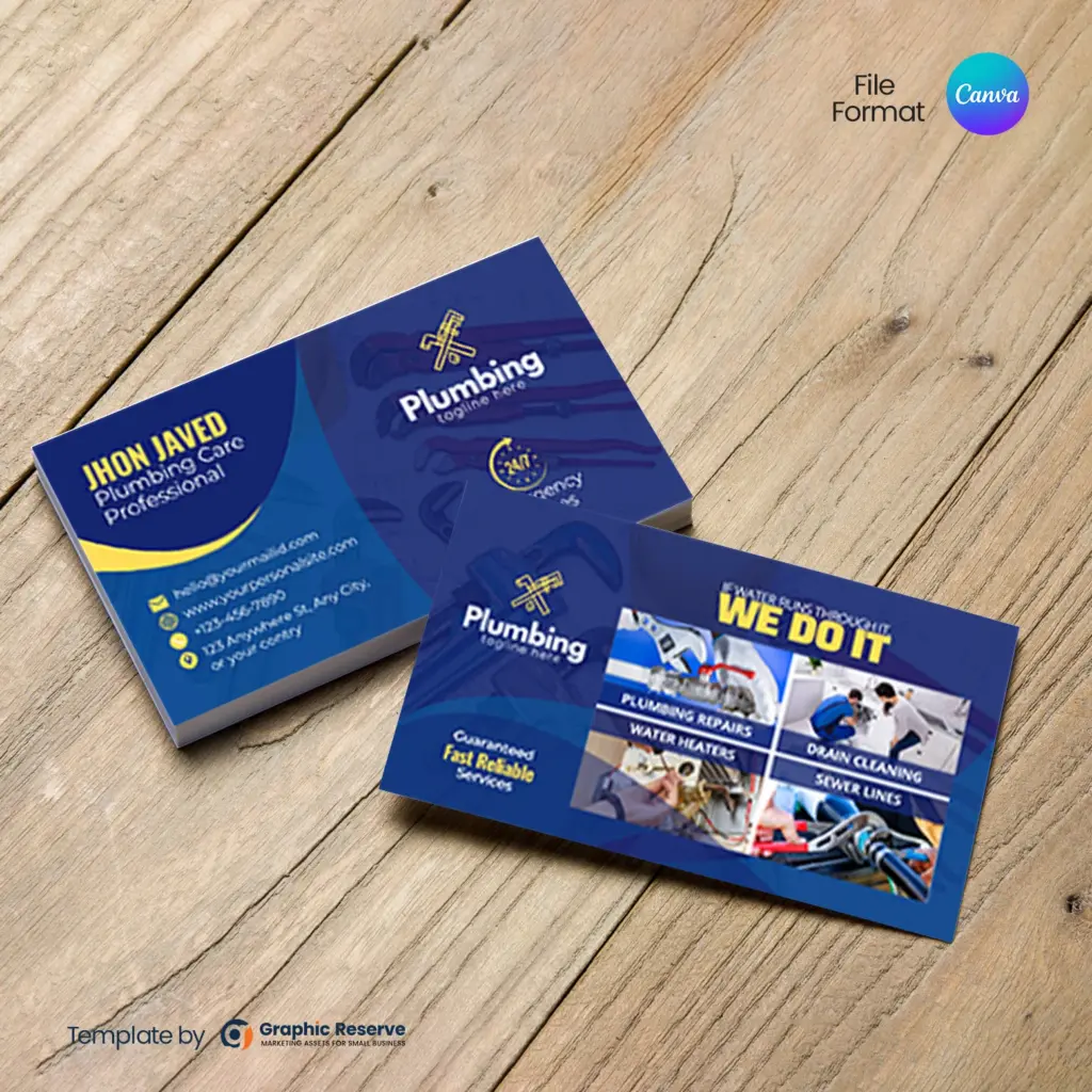 Customizable Business Card Template for Plumbers - Canva Design