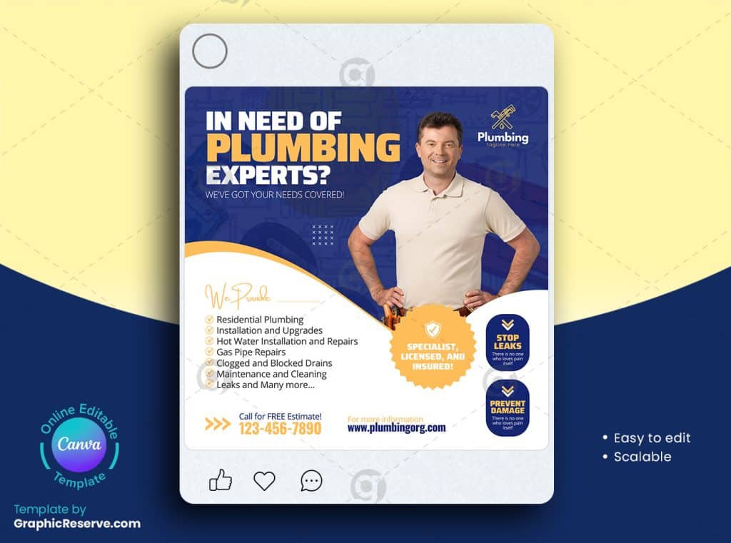 Plumbing Facebook Cover Bundle (Canva file)