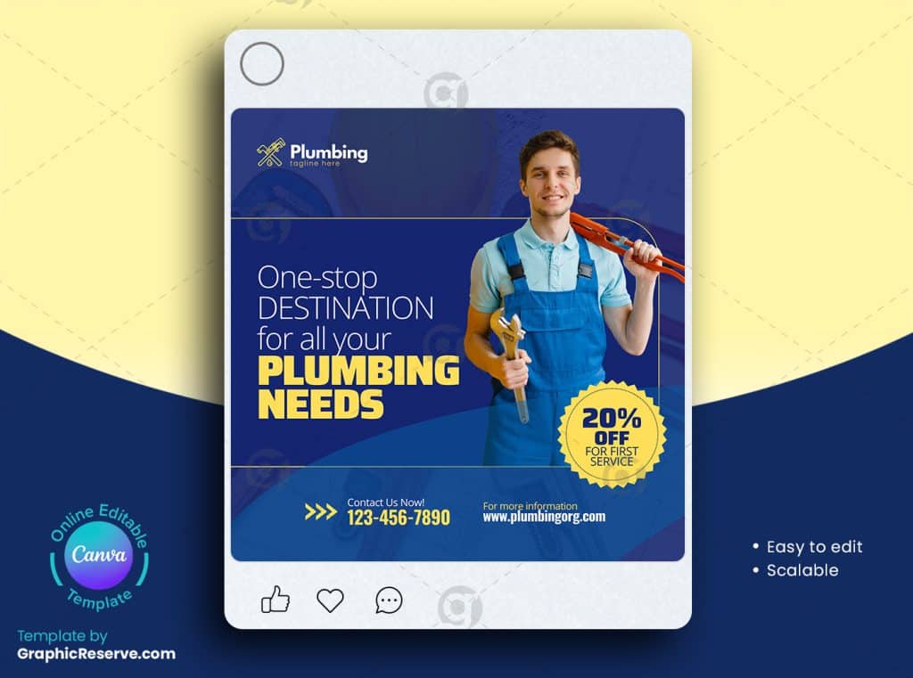 Plumbing Service Instagram Post Banner Templates