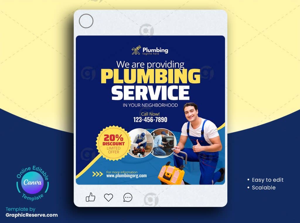 Plumber Social Media Bundle (Canva file)
