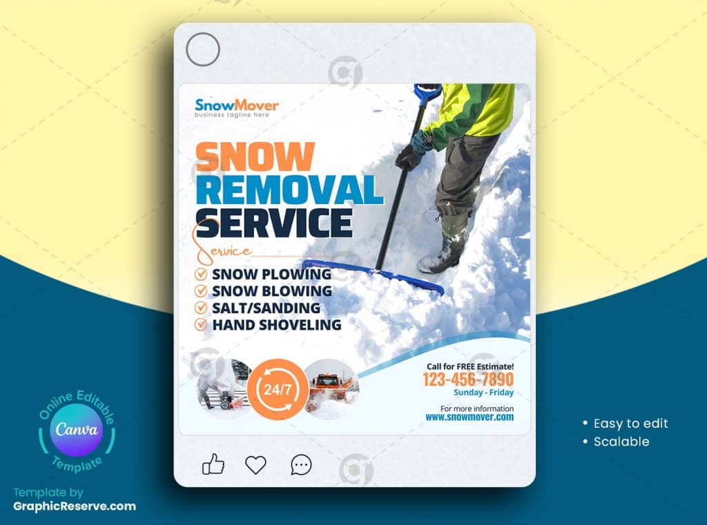 Snow Removal Social Media Marketing Canva Template for Solar Businesses
