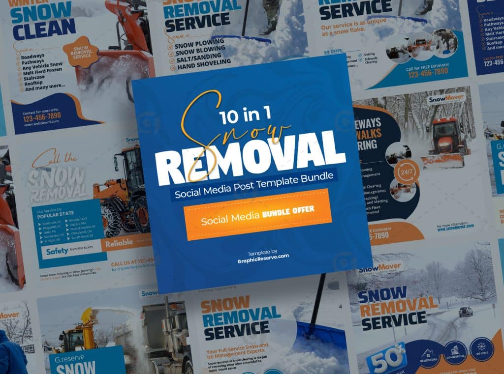 Snow Removal Social Media Post Template Bundle