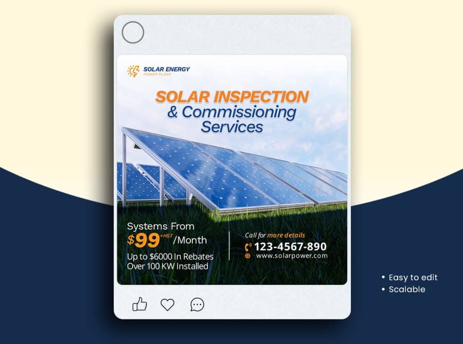 Solar Social Media Posts Template Bundle for Digital Marketing V1 ...