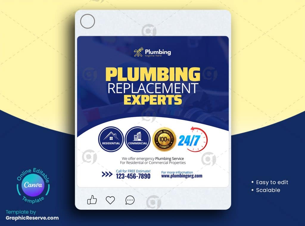 Solved Plumbing Problems Social Media Poster Design Canva Template