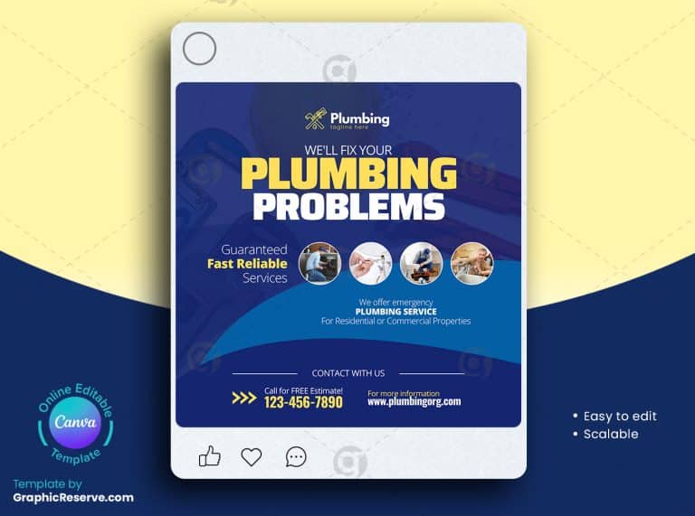 Plumber Social Media Bundle (Canva file)