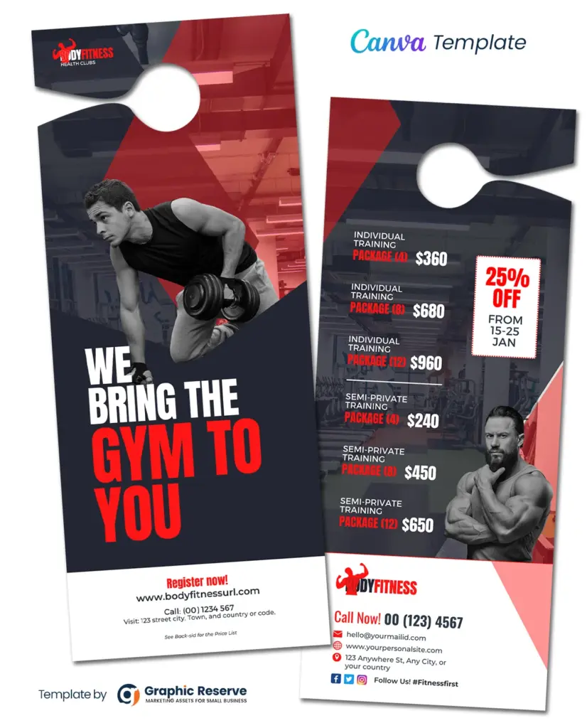 Effective Gym Pricing Door Hanger Template