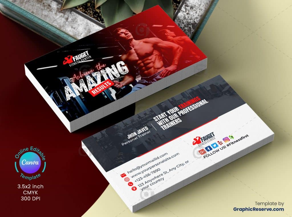 Customizable Business Card Template for Gym and Fitness Instructors