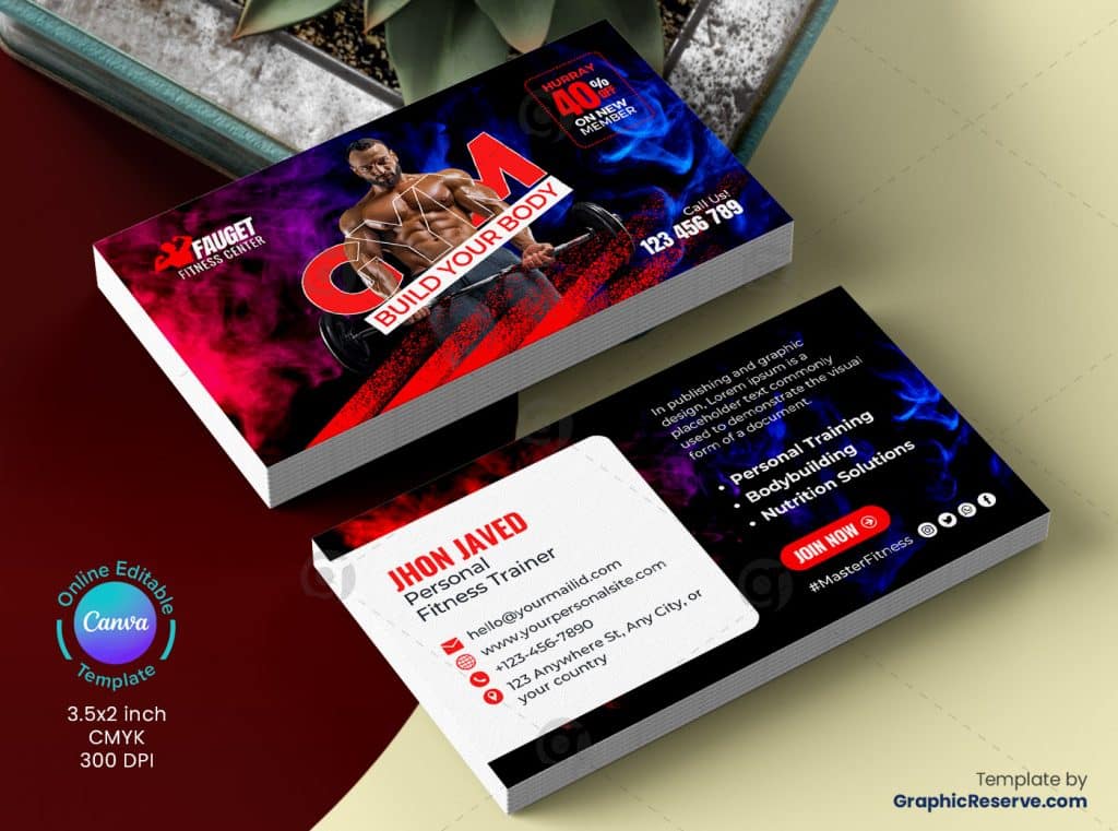 Fitness Gym Business Card (CanvaTemplate) - Professional Design