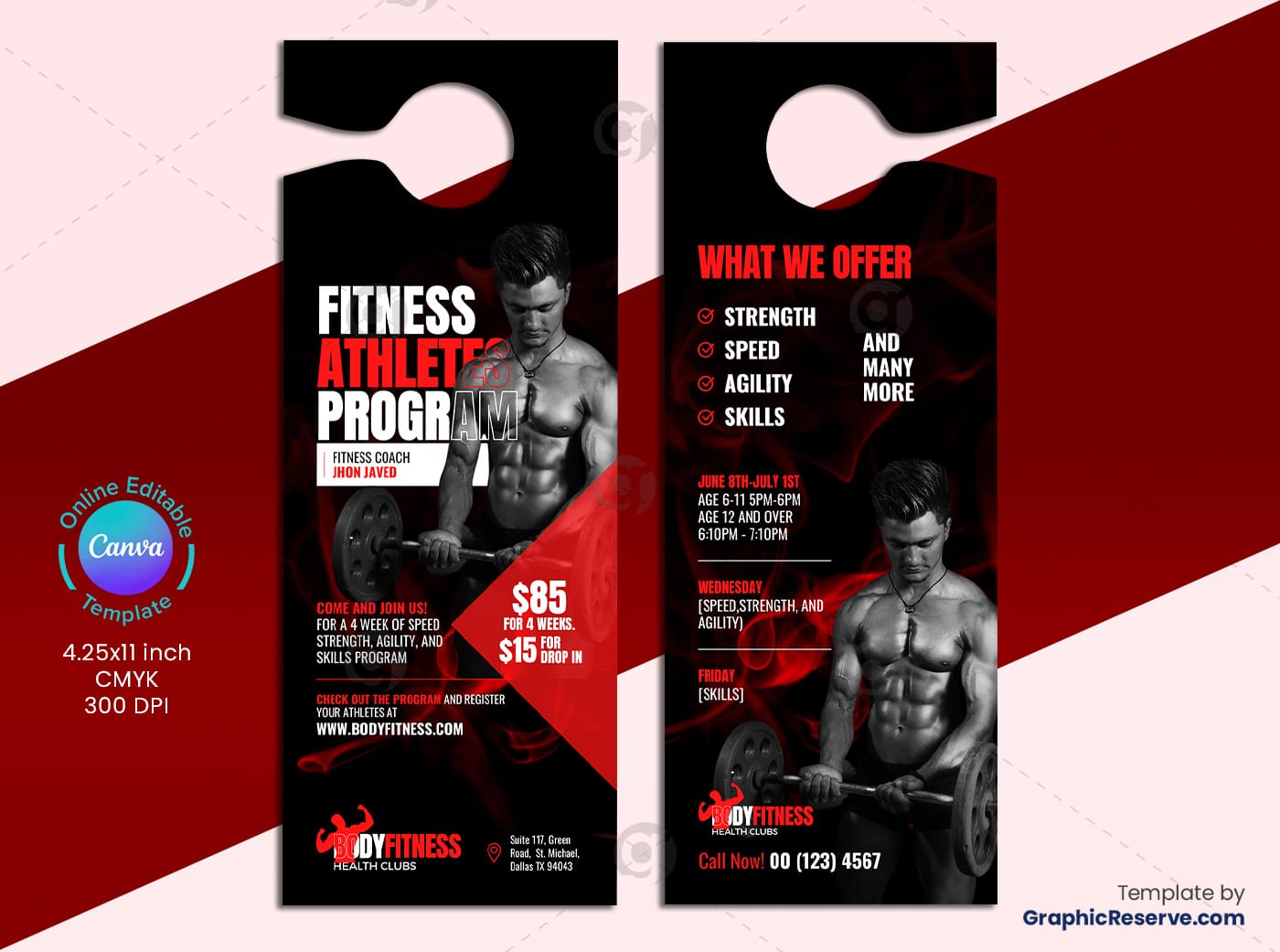 Gym Pricing Door Hanger (Canva Template) - Graphic Reserve