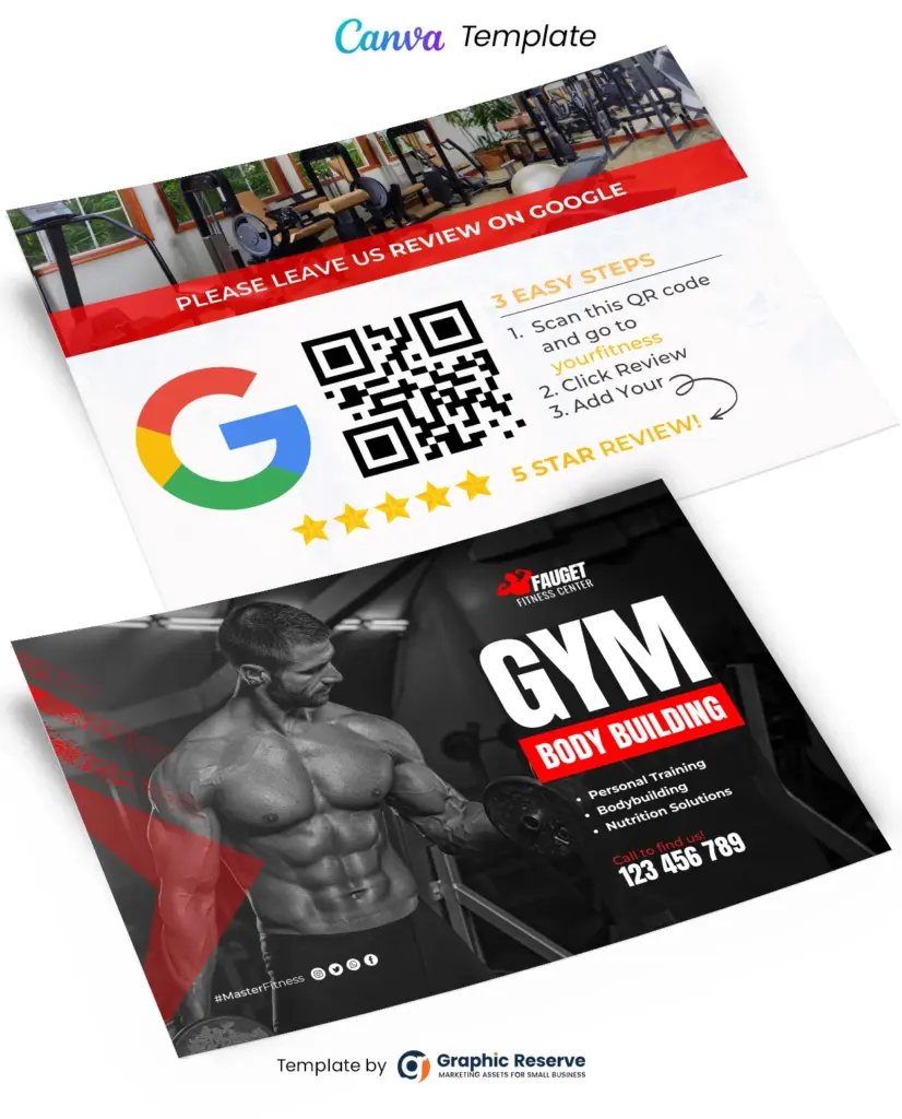 Review Fitness Gym Postcard Canva File