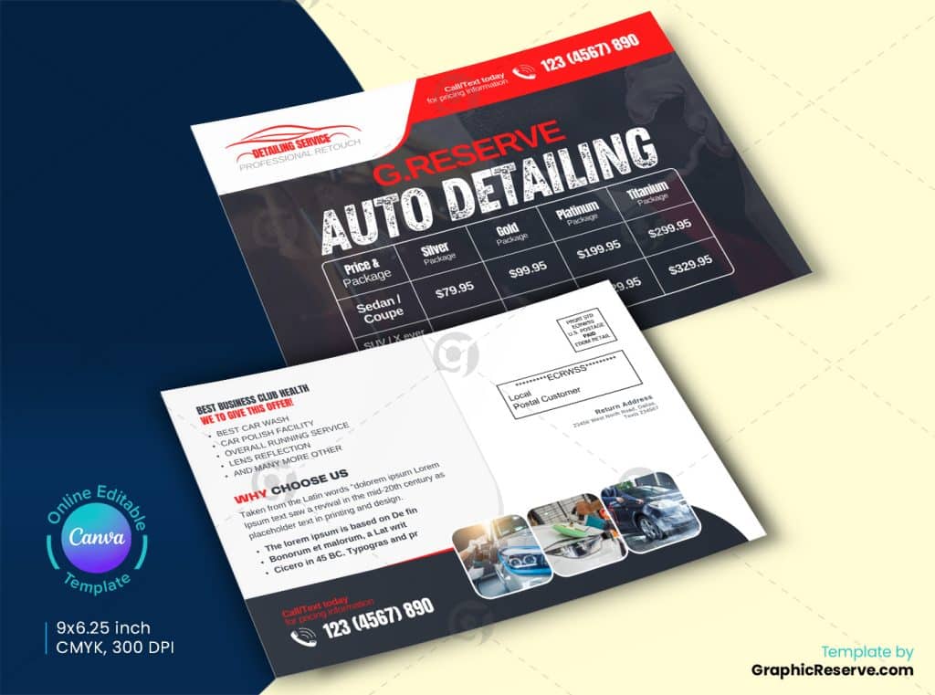 Auto Detailing Price Table EDDM Template