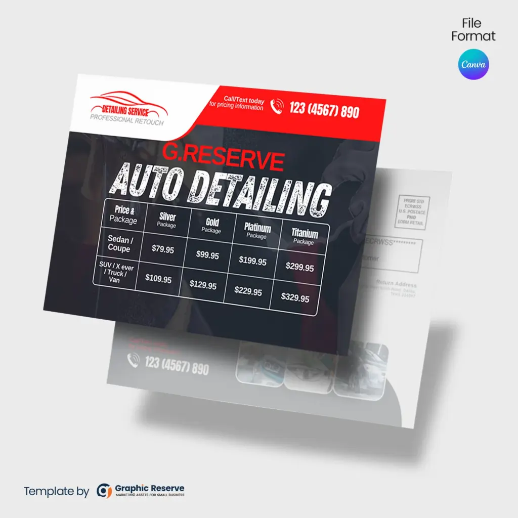 Auto Detailing Price Table EDDM Template