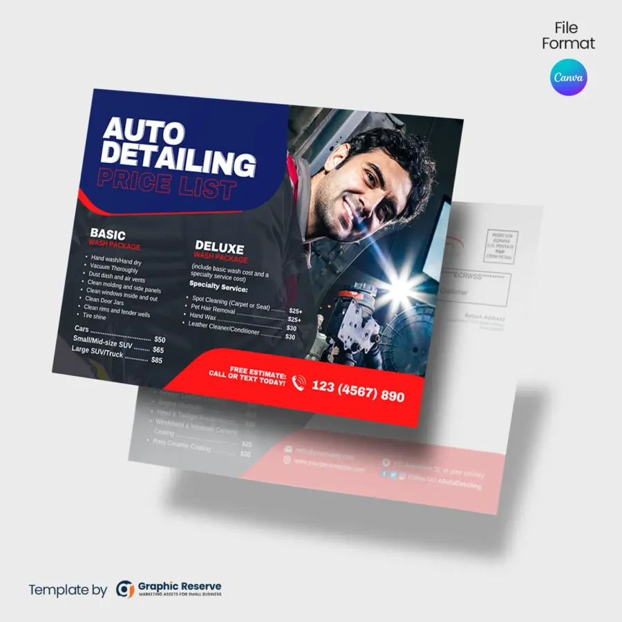 Auto Detailing Pricing EDDM | Canva Template