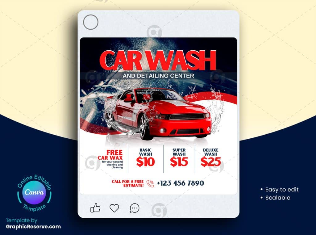 Professional Car Wash Pricing Flyer Design - Canva Ready