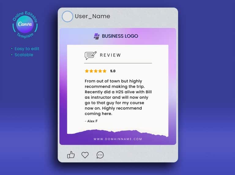 Google Review Social Media Post Canva Template
