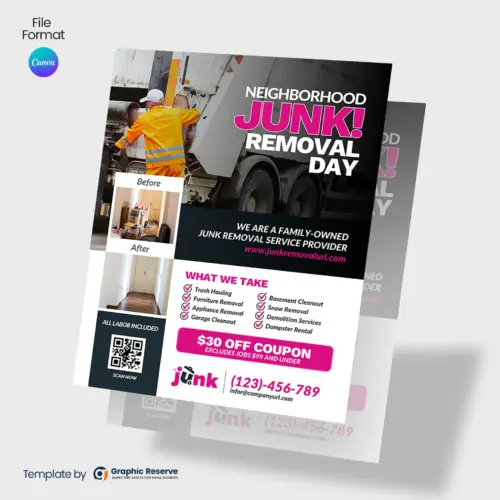 Junk Removal Advertising Flyer Design Template – Canva Editable ...