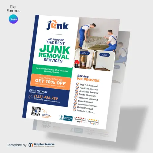Junk Removal Advertising Flyer Design Template – Canva Editable ...