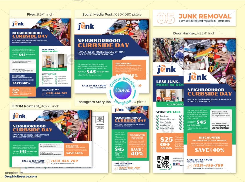 Junk Removal Marketing Materials Design Templates Bundle