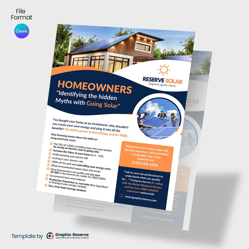 Solar Product Flyer Design Canva Template