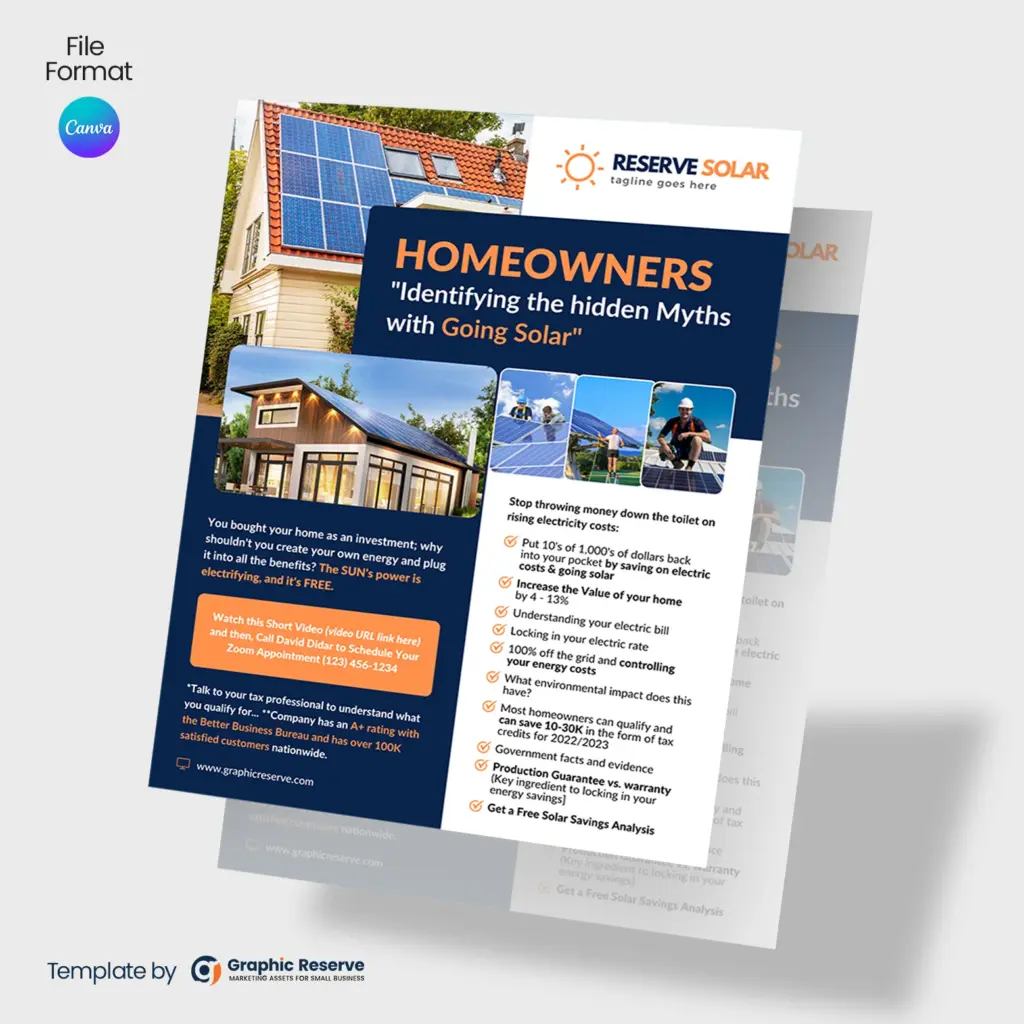 Solar Panel Marketing Flyer Design Canva Template