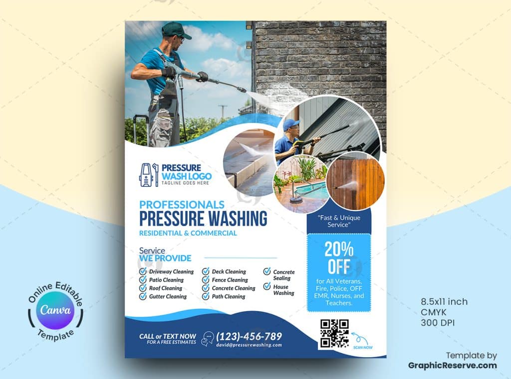 Customizable Pressure Washing Canva Flyer