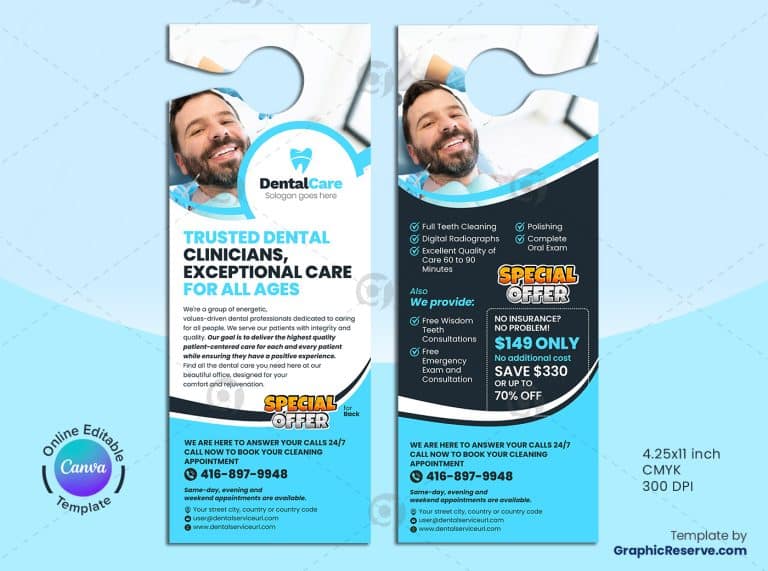 Dentistry Promotional Marketing Material Canva Template Bundle