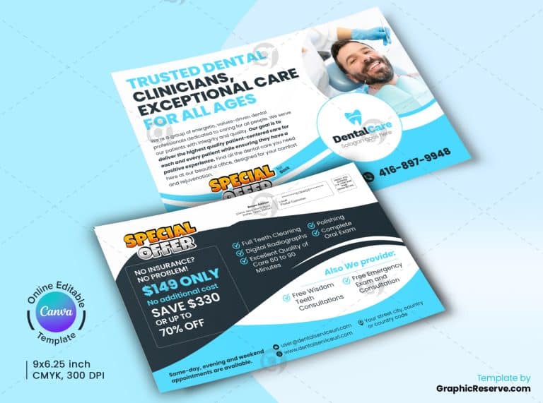 Dentistry Promotional Marketing Material Canva Template Bundle